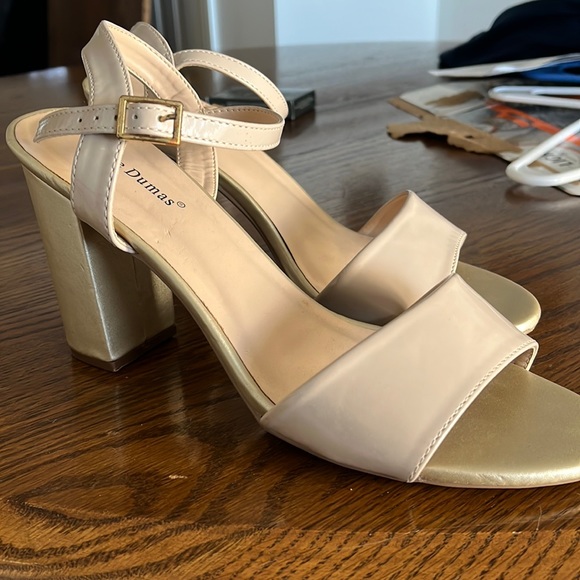 Pierre Dumas | Shoes | Pierre Dumas Gold Chunky Heel Sandals | Poshmark